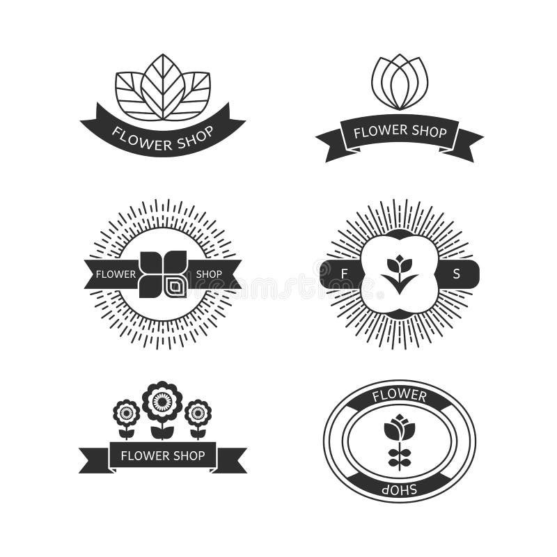 Set of Six Flower Shop Template Labels Stock Vector - Illustration of ...