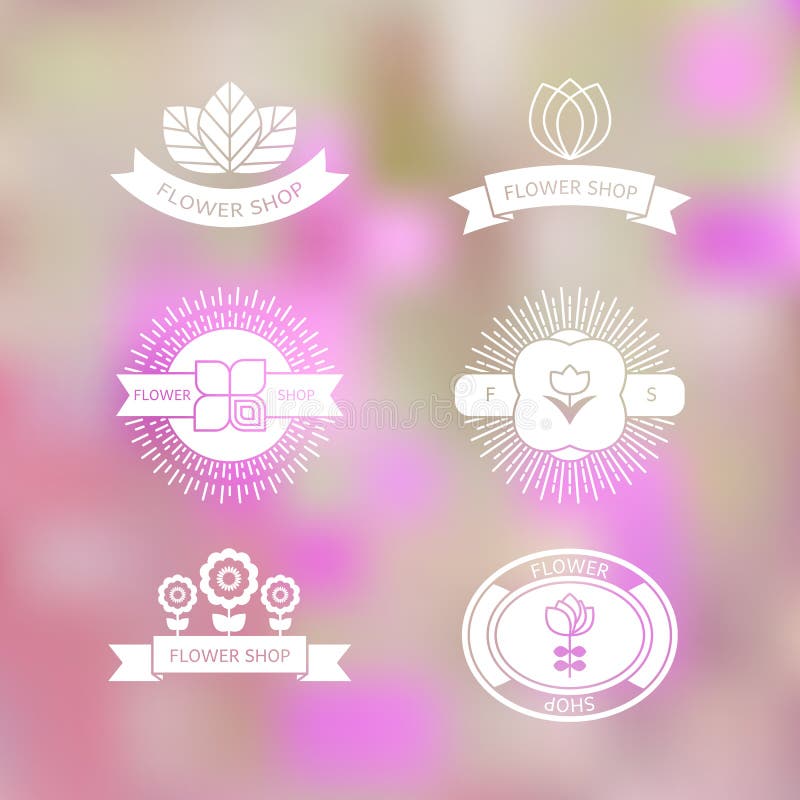 Set of Six Flower Shop Template Labels Stock Vector - Illustration of ...