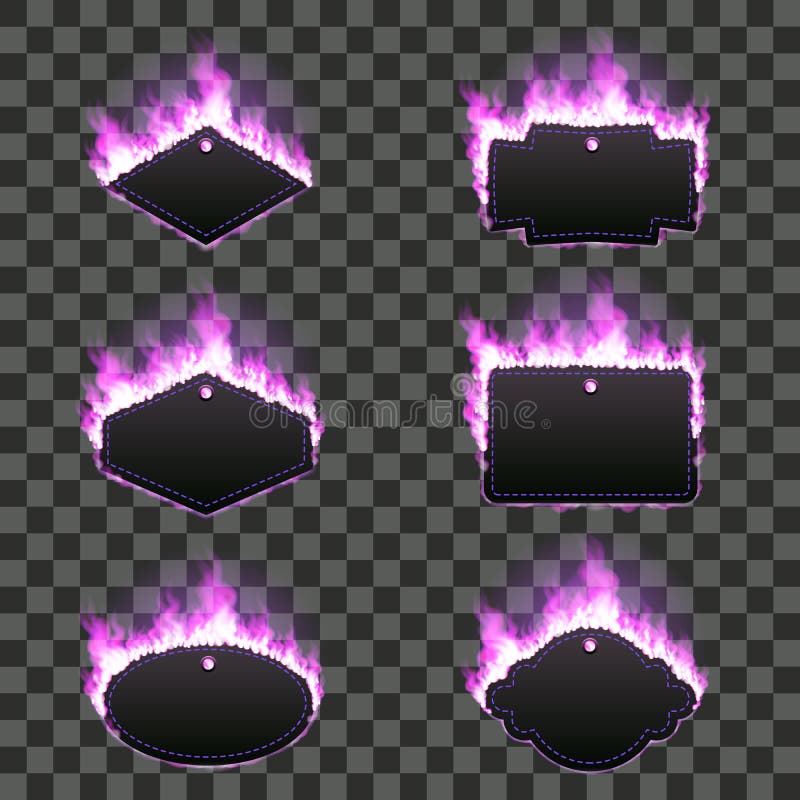 Set of Six Frames Surrounded with Purple Flame Stock Vector ...