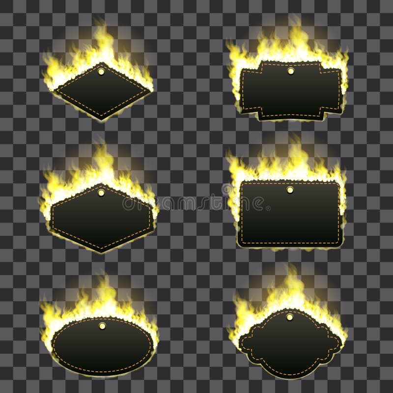 Set of Six Frames Surrounded with Yellow Flame Stock Vector ...