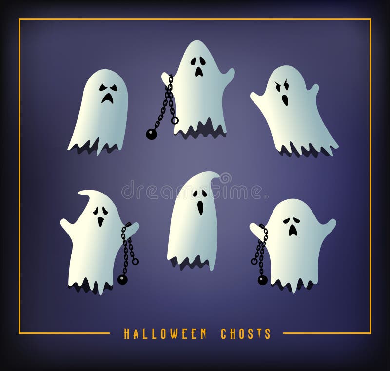 Set of Six Halloween Ghosts Stock Vector - Illustration of haunted ...