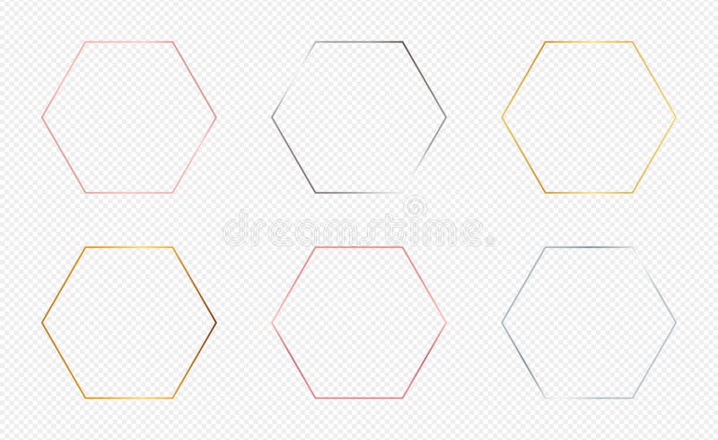 Set of six hexagon frames stock illustration. Illustration of silver ...