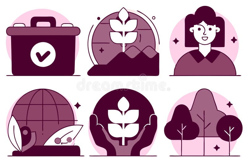 A Set of Six Images with a Theme of Nature and the Environment Stock ...