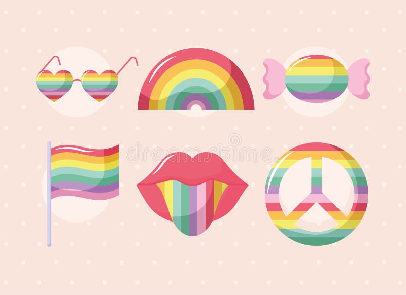 Six lgbtq pride items stock vector. Illustration of love - 244462608