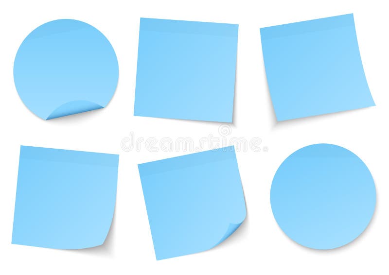 Set of Six Light Blue Sticky Notes Stock Vector - Illustration of memo ...