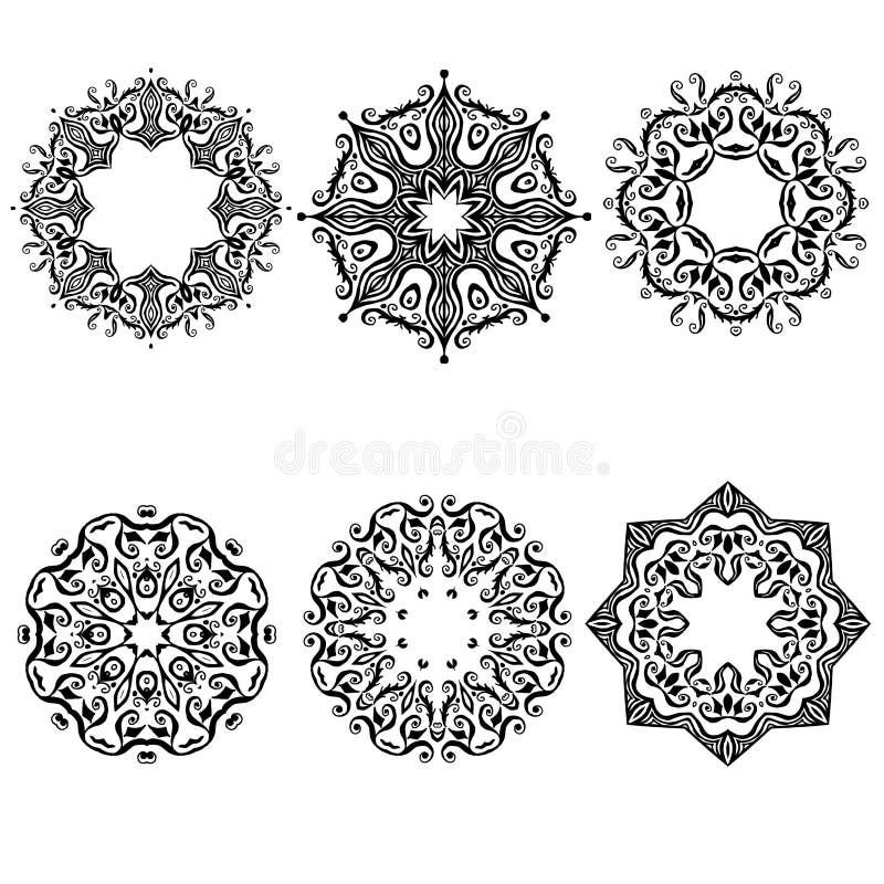 Set of six mandalas stock vector. Illustration of doodle - 82055154