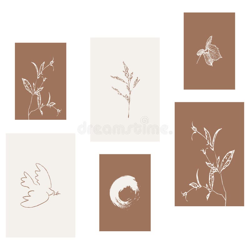 A Set of Six Minimalistic Beige and Brown Graphics Arranged in a ...