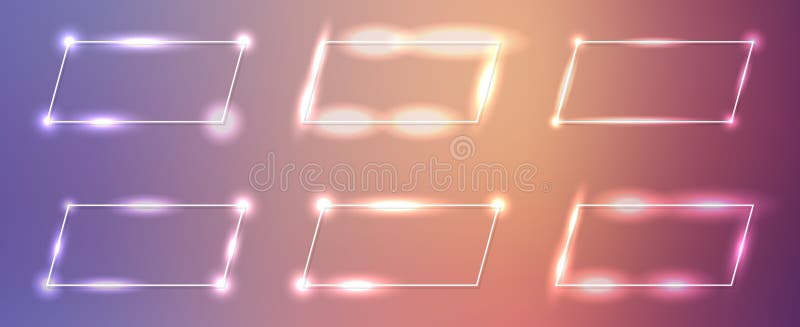 Set of Six Neon Frames with Shining Effects Stock Vector - Illustration ...