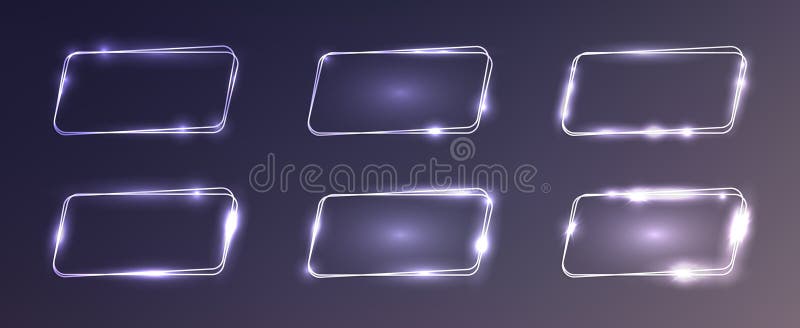 Set of Six Neon Frames with Shining Effects Stock Vector - Illustration ...