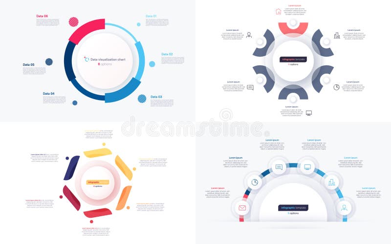 Set of Six Option Circle Infographic Design Templates. Vector ...