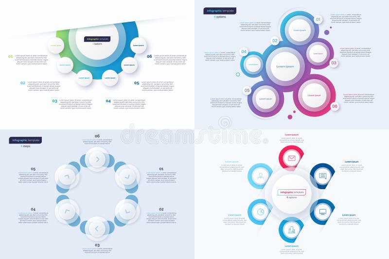 Set of Six Option Circle Infographic Design Templates. Vector ...