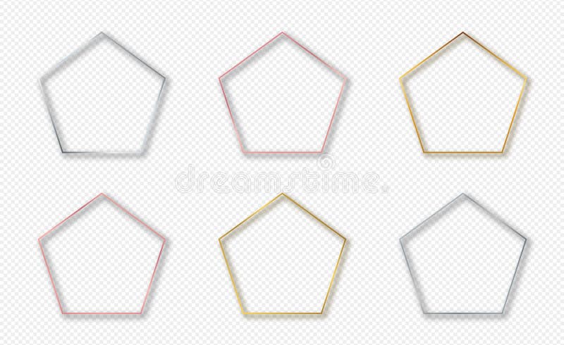 Set of six pentagon frames stock illustration. Illustration of ...