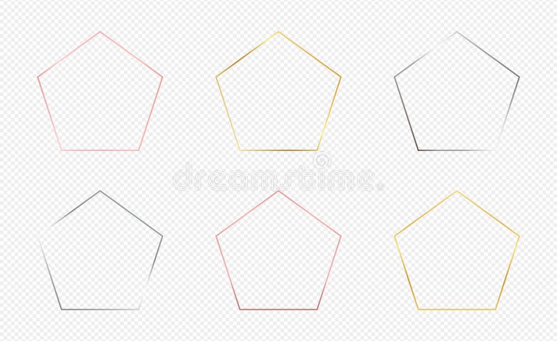 Set of six pentagon frames stock illustration. Illustration of ...