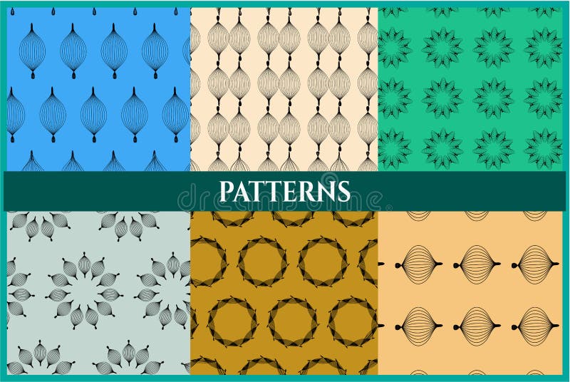 Six color natural patterns stock vector. Illustration of line - 33519149