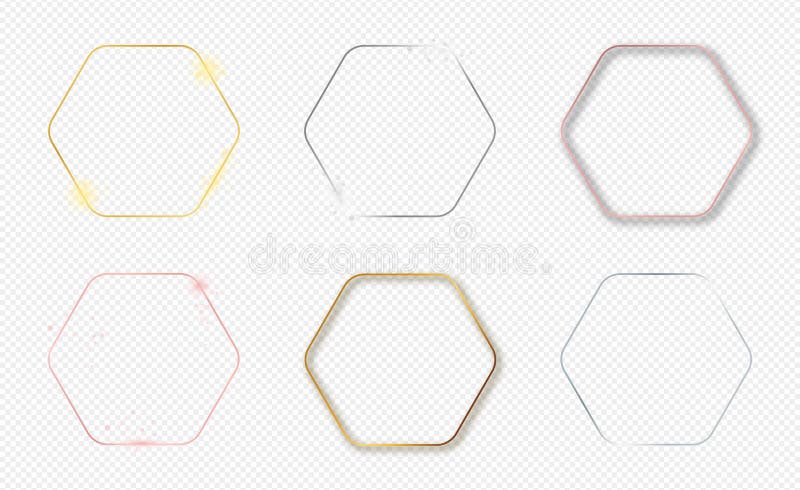 Set of Six Rounded Hexagon Frames Stock Vector - Illustration of frame ...