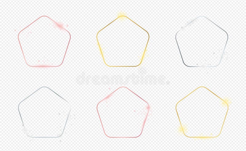 Set of Six Rounded Pentagon Frames Stock Vector - Illustration of ...