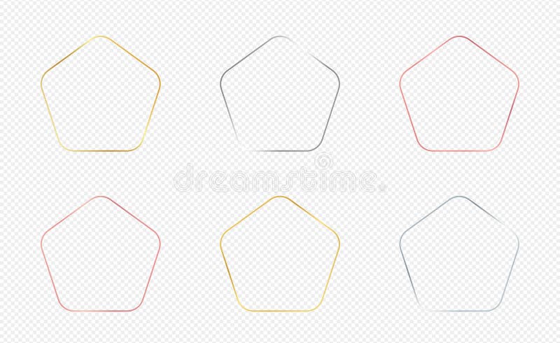 Set of Six Rounded Pentagon Frames Stock Illustration - Illustration of ...