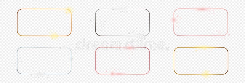 Set of Six Rounded Rectangular Frames Stock Vector - Illustration of ...