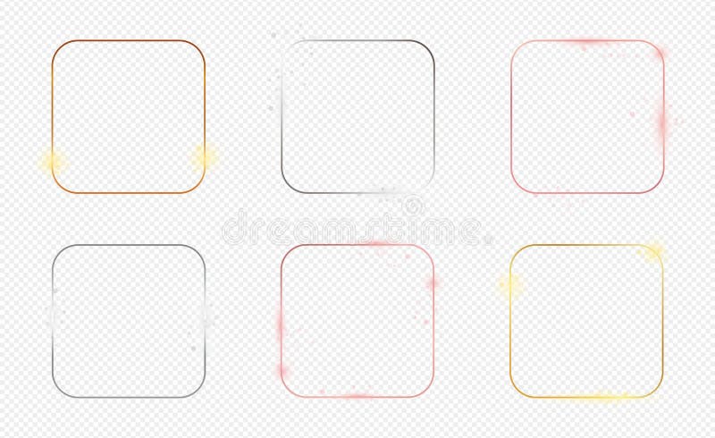 Set of Six Rounded Square Frames Stock Vector - Illustration of ...