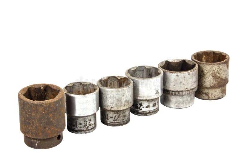 Set of Six Rusted and Well Worn Sockets Stock Image - Image of socket ...