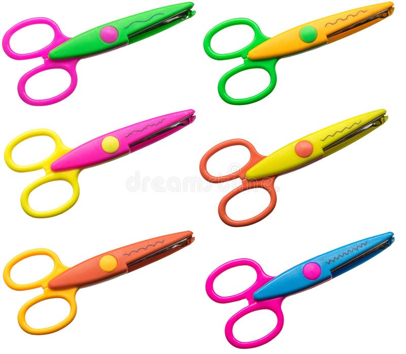 Set of Six Scissors in Different Colors Stock Image - Image of multi ...
