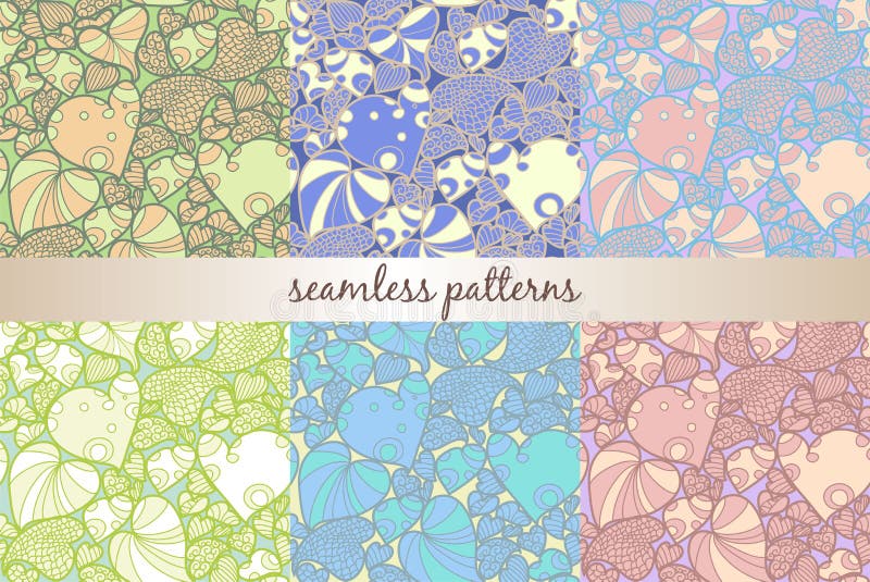 Set of Six Seamless Patterns Stock Vector - Illustration of modern ...