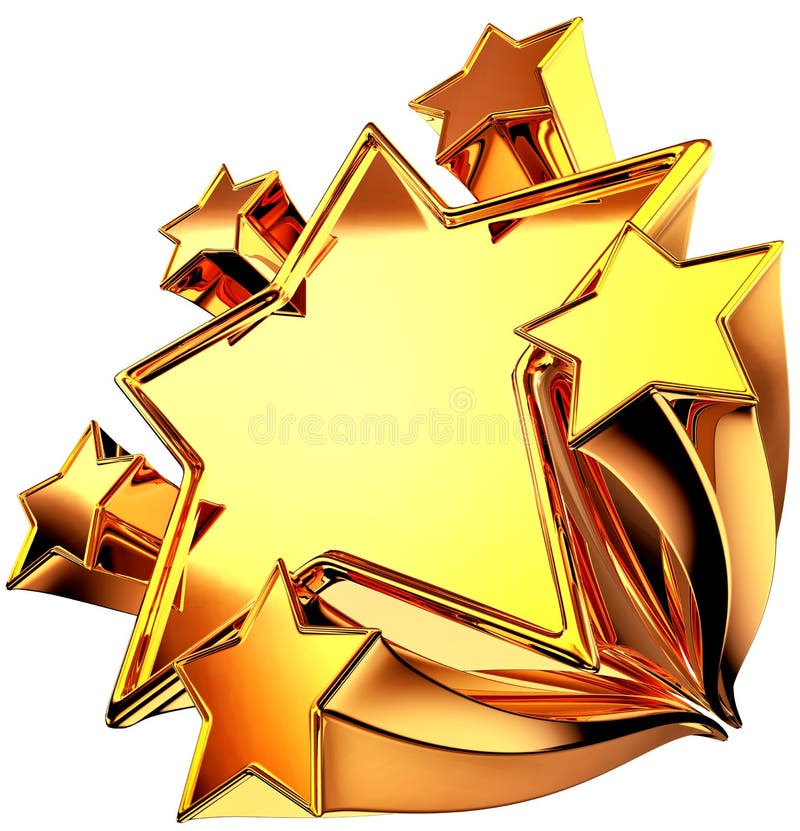 Set of Six Shiny Gold Stars in Motion Stock Illustration - Illustration ...