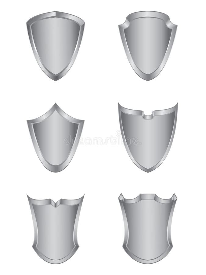 Set of six silver shields stock vector. Illustration of vector - 5709553