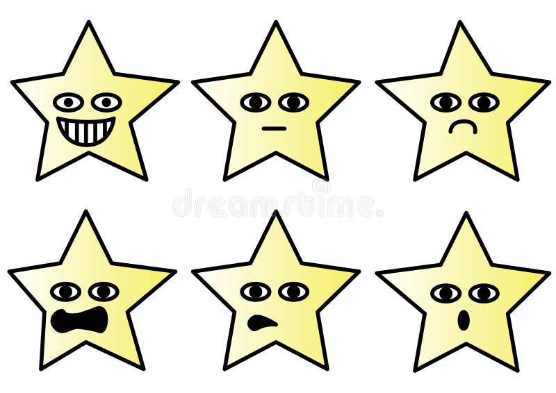 Selection of Different Stars with Funny Faces Vector Illustration Stock ...