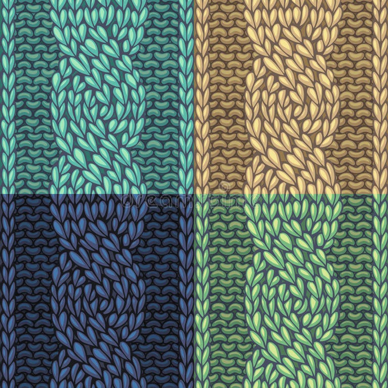 Set of Six-Stitch Cable Stitch Patterns. Stock Vector - Illustration of ...