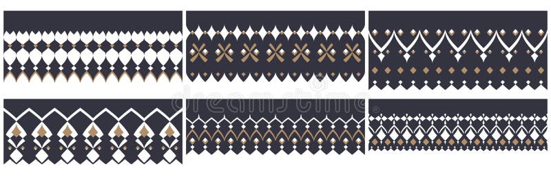 Set of Six Style Decorative Seamless Border Patterns in Soft, Elegance ...