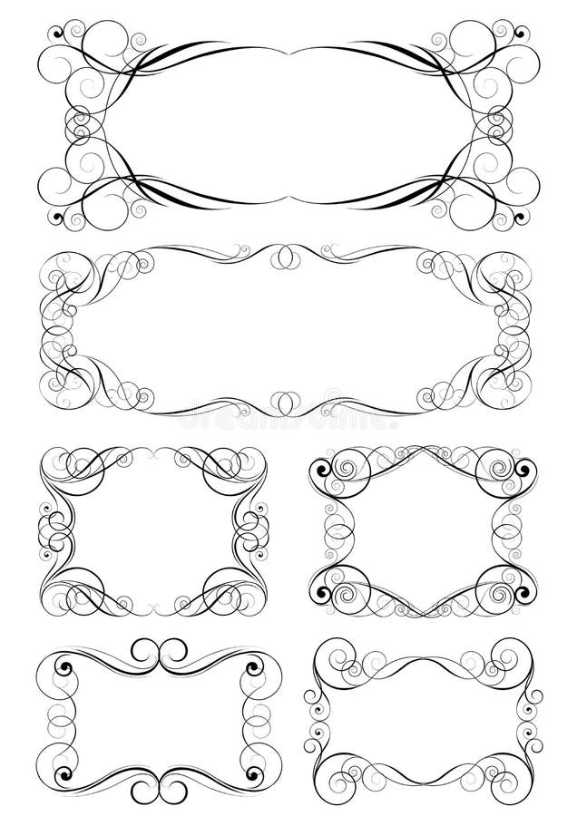 Set of six swirl frames stock vector. Illustration of outline - 54926876