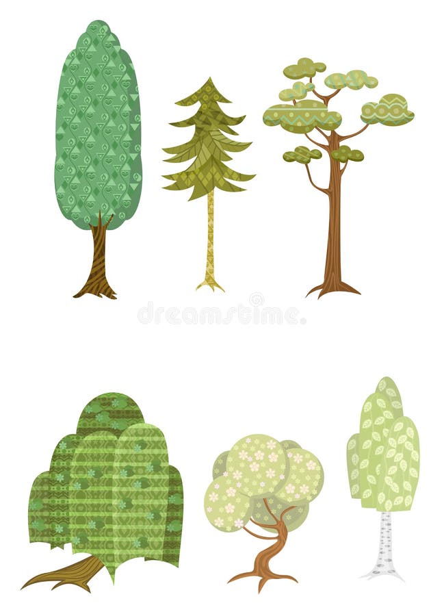 Set of six trees stock vector. Illustration of shape - 88691973