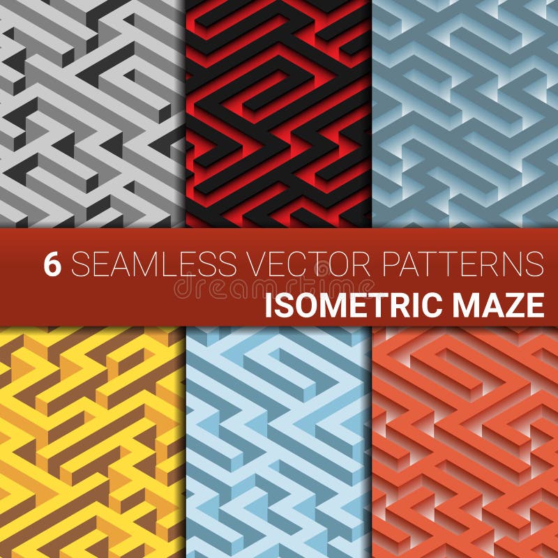 Set of Six Variants of Maze, Labyrinth - Endless Stock Vector ...