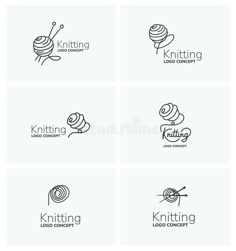 Set of Six Vector Knitting Logo Concepts. Stock Vector - Illustration ...