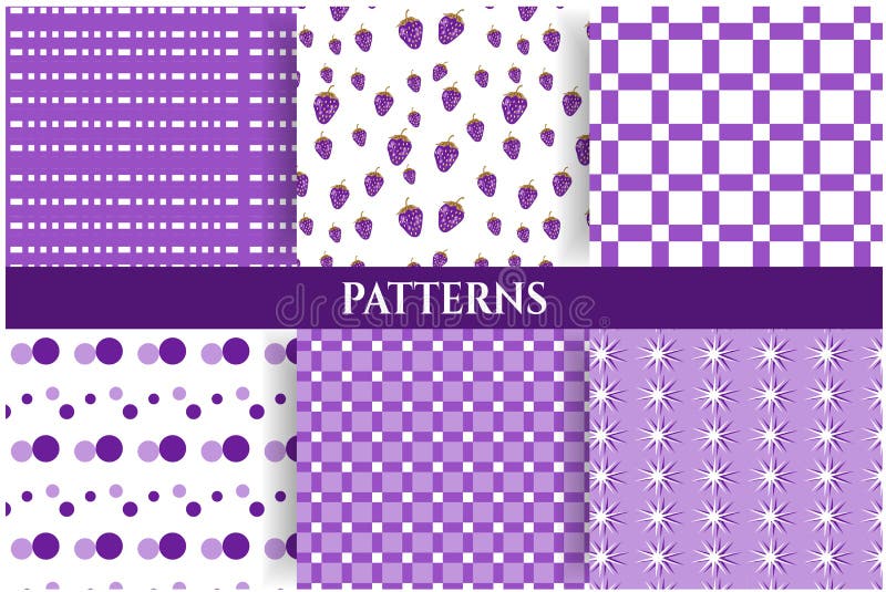 Set of Six Violet, Simple Seamless Patterns - Dots Stock Vector ...