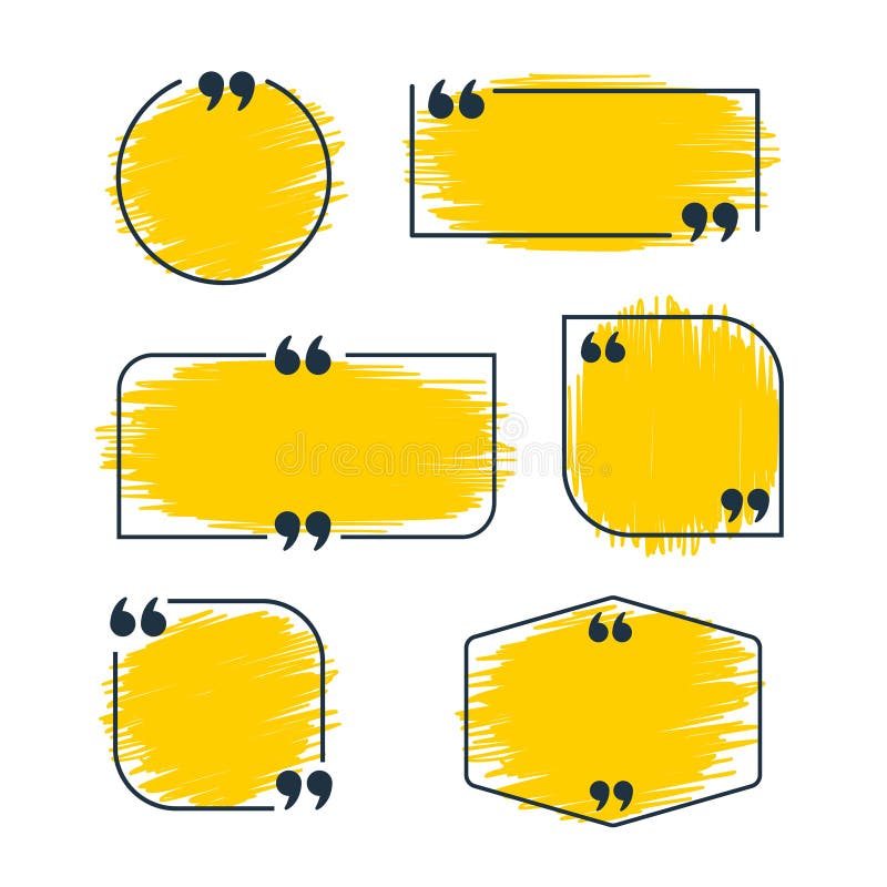 Set of Six Yellow Quote Frames with Quotation Marks is Waiting for Your ...