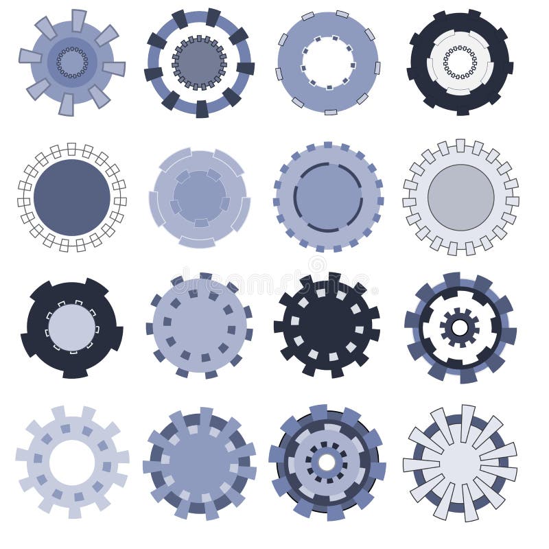 Set of Sixteen Different Gears Stock Vector - Illustration of vector ...