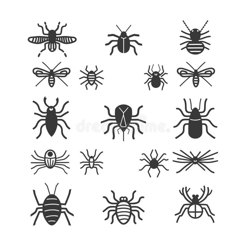 Sixteen Different Insect Icons Stock Illustrations – 7 Sixteen ...