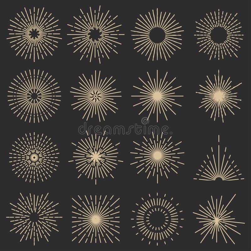 Set of Sixteen Line Light Rays Stock Vector - Illustration of card ...