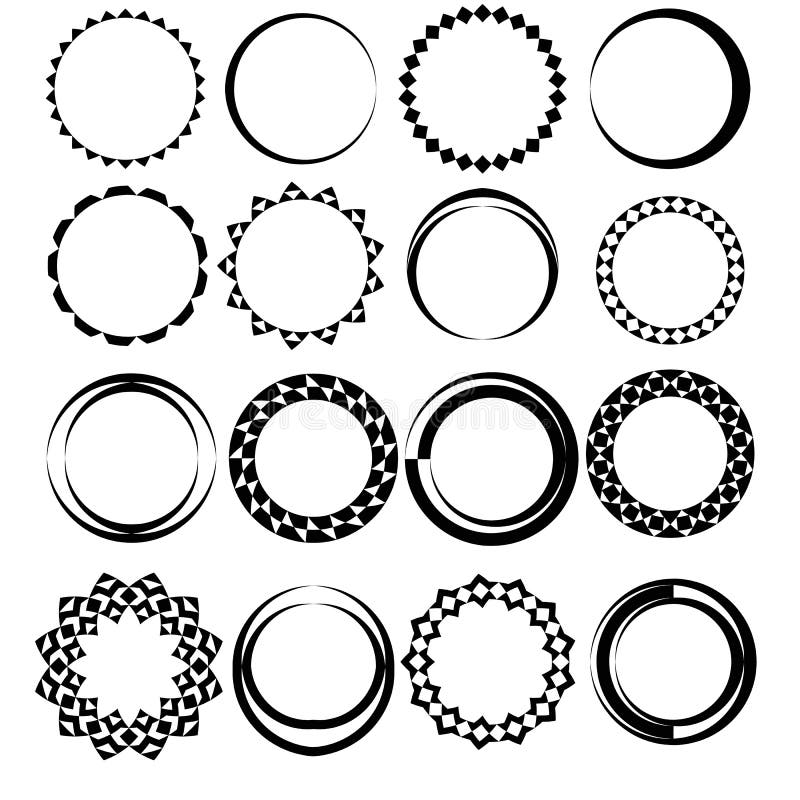 A Set of Sixteen Round Frames. Geometric Patterns Stock Vector ...
