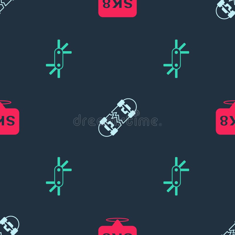 Set Skateboard, Broken Skateboard and Tool Allen Keys on Seamless ...