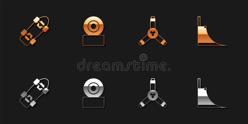 Set Skateboard, Wheel, Y-tool and Park Icon. Vector Stock Vector ...