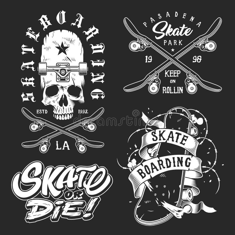 Set of Skateboarding Emblems Stock Vector - Illustration of icon ...