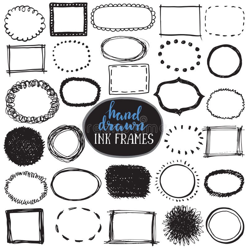 Set of Sketch Drawn Frames. Stock Vector - Illustration of decoration ...