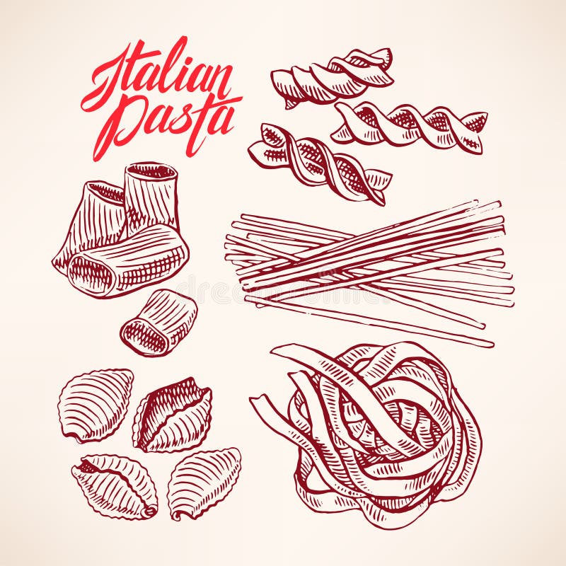 Set with sketch pasta stock vector. Illustration of decoration - 51723542
