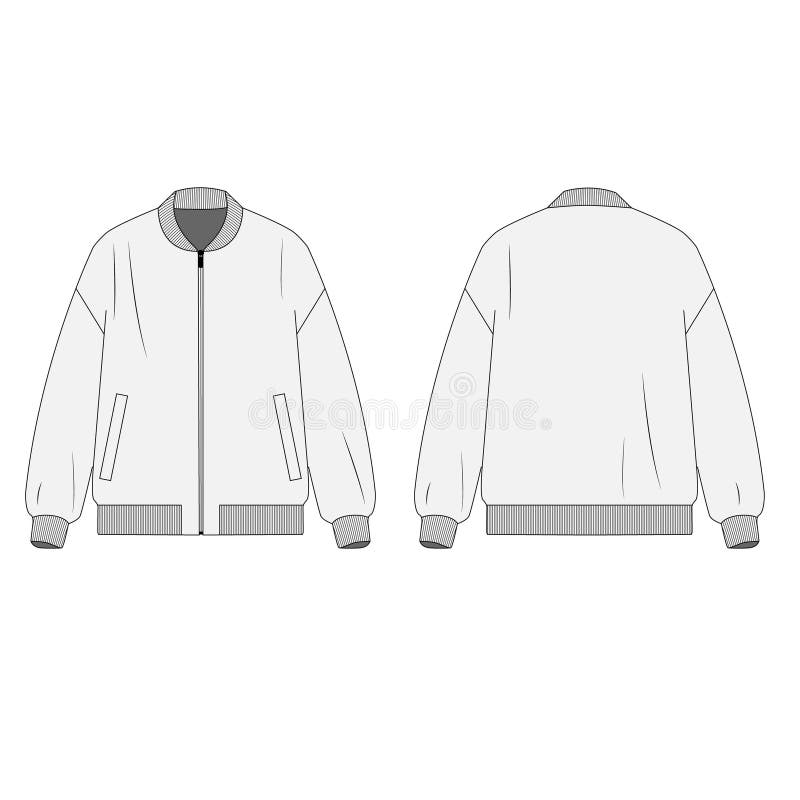 Set of Sketch Templates of Bomber Jacket in Gray Color Isolated on ...