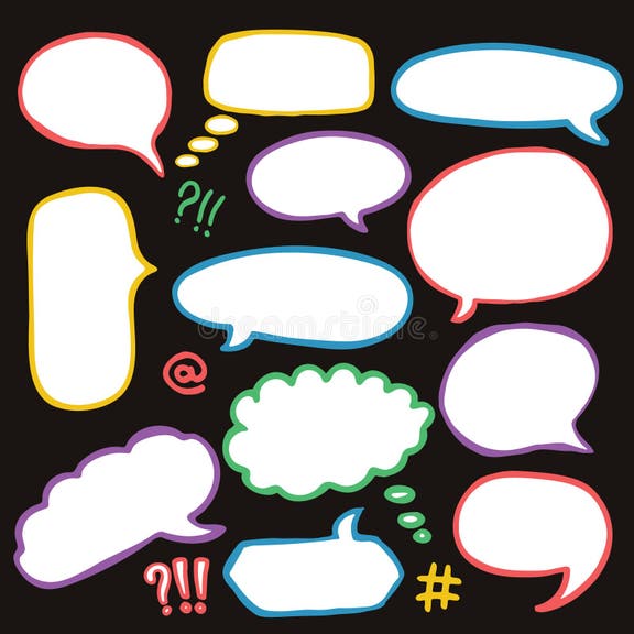 Set of Sketched Speech Bubbles Stock Vector - Illustration of drawing ...