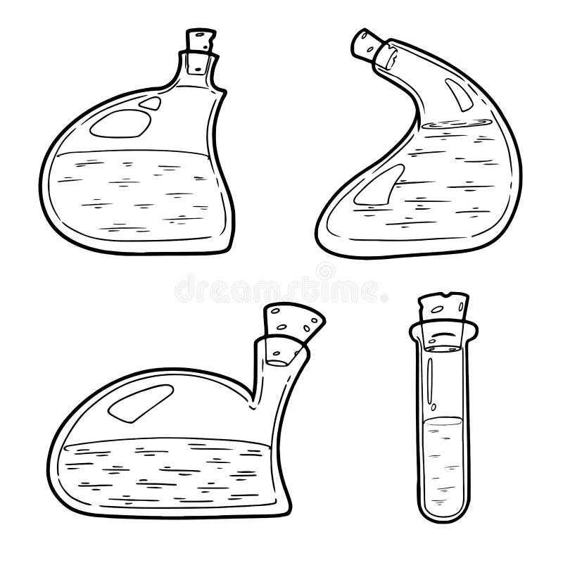A Set of Sketches of a Bottle of Poison or Elixir_2 Stock Vector ...