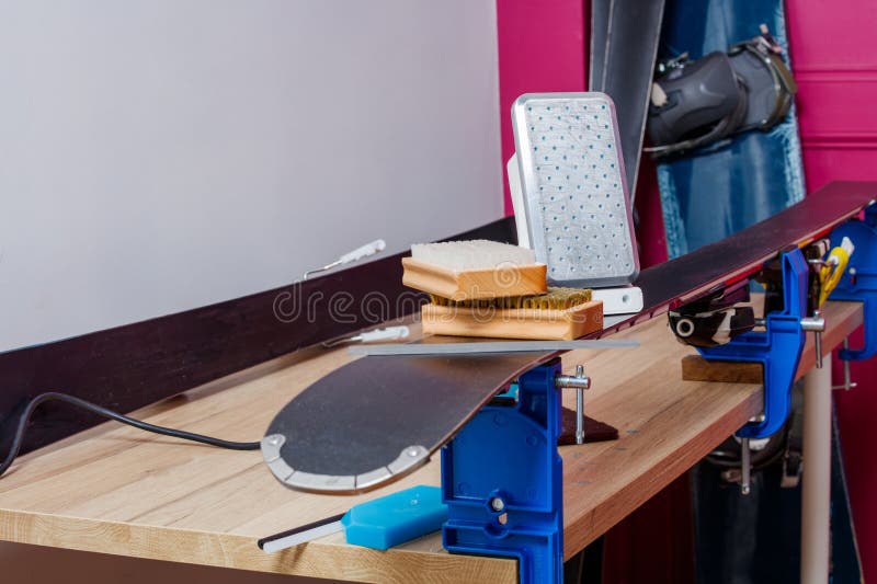 Set of Ski Repair Tool Laying on Skis Base Stock Photo - Image of bases ...